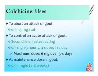 Drugs Used In Treatment Of Gout Ppt