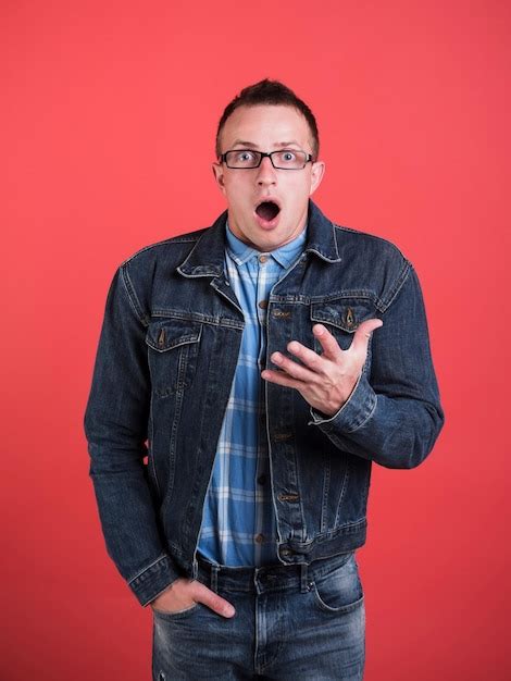 Premium Photo Surprise On Face Of Man In Nerd Glasses