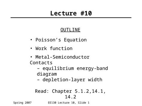 Ppt Spring 2007ee130 Lecture 10 Slide 1 Lecture 10 Outline Poisson