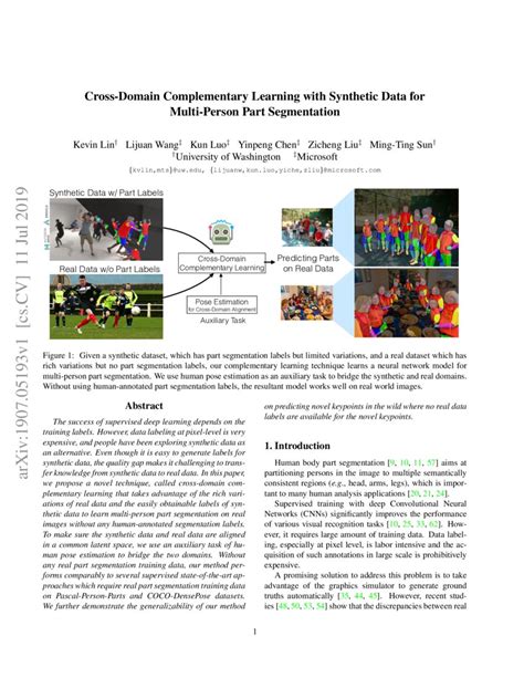 Cross Domain Complementary Learning With Synthetic Data For Multi Person Part Segmentation Deepai