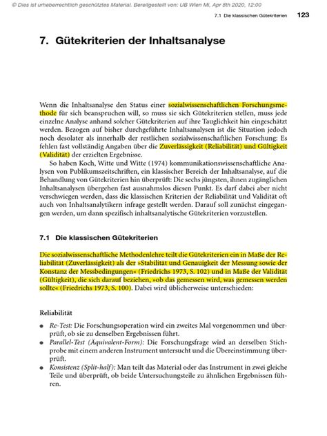 Qualitative Inhaltsanalyse 7 Gtekriterien Der Inhaltsanalyse Pdf