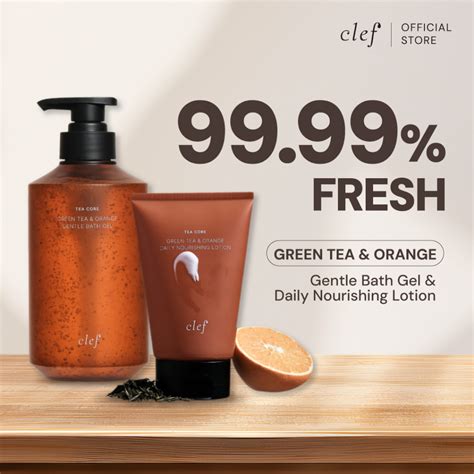 [add On Deal] Clef Tea Core Series Green Tea And Orange Gentle Bath Gel And Daily Nourishing