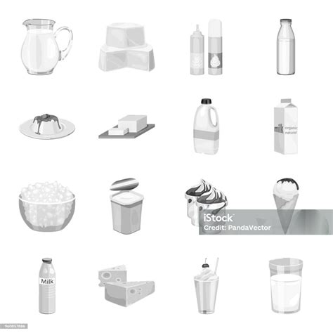 음식과 Designmilk 벡터에 대 한 설정된 컬렉션에 우유 제품 흑백 아이콘 심볼 재고 웹 그림 버터에 대한 스톡 벡터 아트 및 기타 이미지 Istock