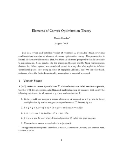 Elements Of Convex Optimization Theory 2015 Pdf Vector Space