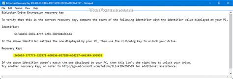 Backup Bitlocker Recovery Key In Windows Tutorials