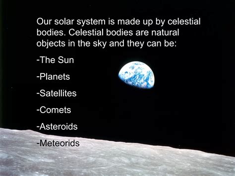 Celestial Bodies In The Solar System The Sun Planets Satellites