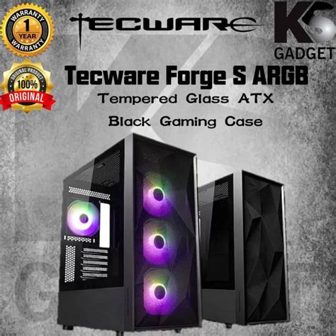 [ready Stock] Tecware Forge S Tg Argb Black Atx Gaming Case Lazada