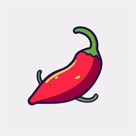 칠리 플랫 스타일 매운 음식의 벡터 만화 아이콘 그림 열을 생성하는 씨를 뿌린 과일 프리미엄 벡터