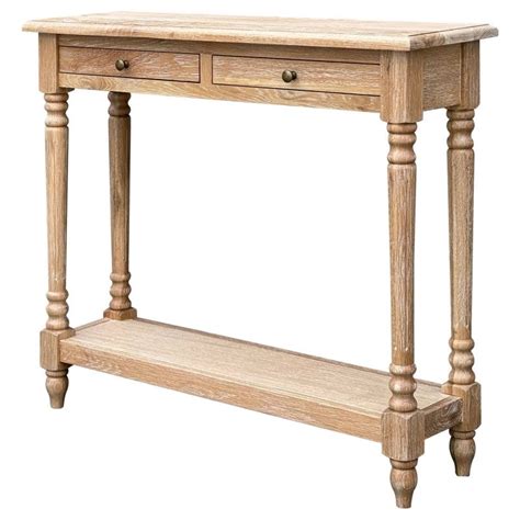 Lucius Oak Timber Console Table 100cm Lime Washed Oak