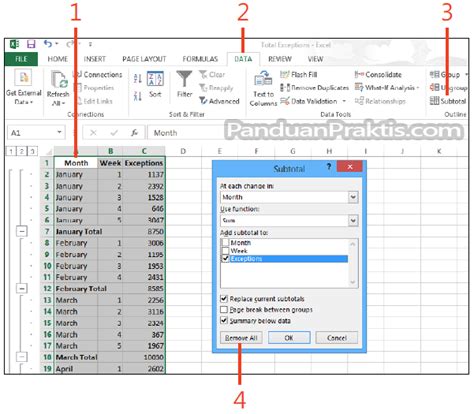 Cara Membuat Dan Menghapus Subtotal Di Excel 2013