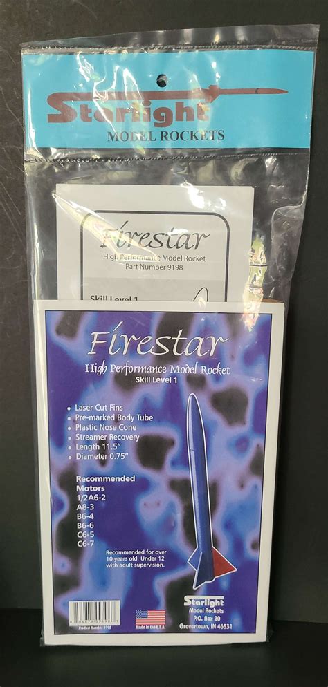 Starlight Firestar Flying Model Rocket Kit Ollie Oop Rocketry