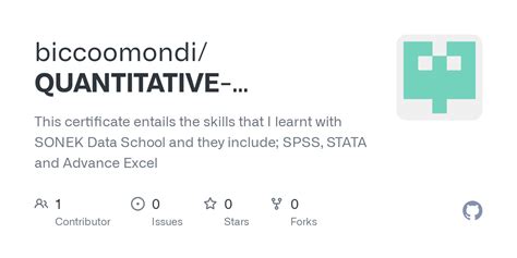 Github Biccoomondiquantitative Certificate This Certificate Entails The Skills That I Learnt