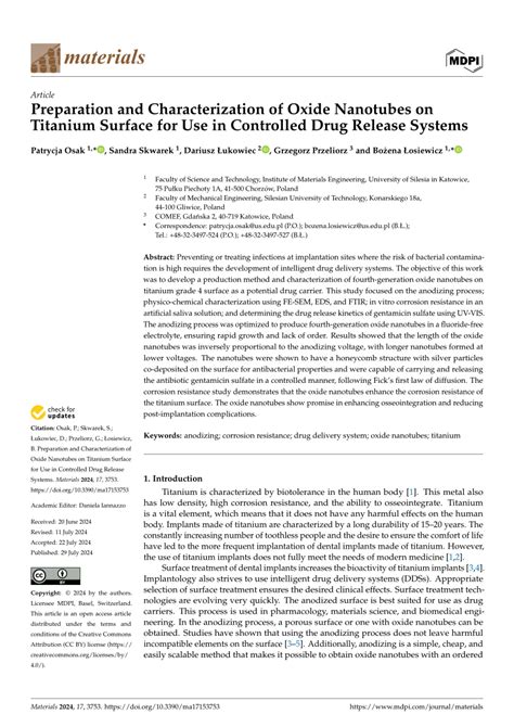 Pdf Preparation And Characterization Of Oxide Nanotubes On Titanium Surface For Use In