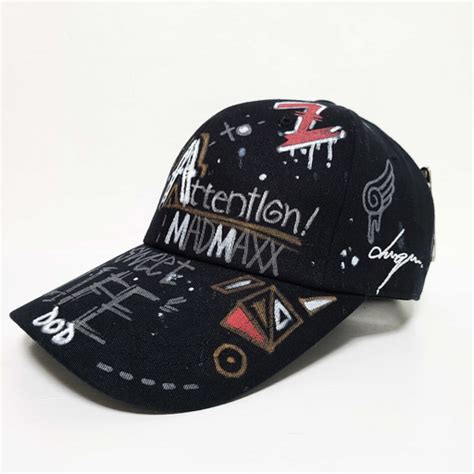 둥가 커스텀 어텐션 펑키 블랙 페인팅 볼캡 야구모자 아이디어스 핸드메이드 수공예 수제 먹거리