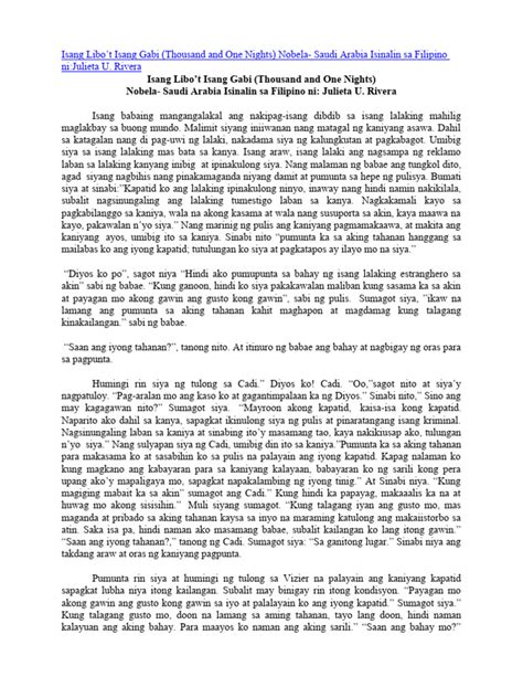 Isang Libot Isang Gabi Thousand And One Pdf