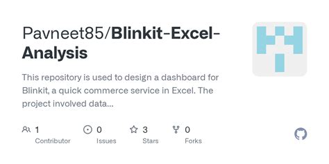 GitHub Pavneet Blinkit Excel Analysis This Repository Is Used To Design A Dashboard For