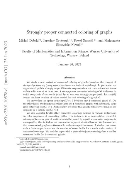 Pdf Strongly Proper Connected Coloring Of Graphs