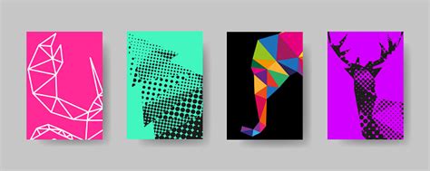 다채로운 커버 유행 디자인 서식 파일 벡터 배경 설정 전단지 배너 플 래 카드 포스터에 대 한 산업 디자인 사슴에 대한 스톡