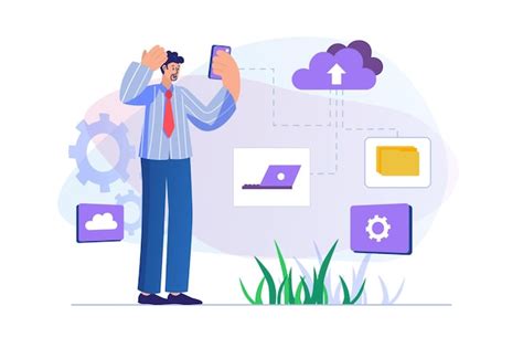 Premium Vector Cloud Computing Concept With People Scene In Flat Design Man Optimizes Data