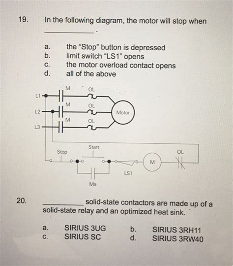 Solved In The Following Diagram The Motor Will Stop Chegg