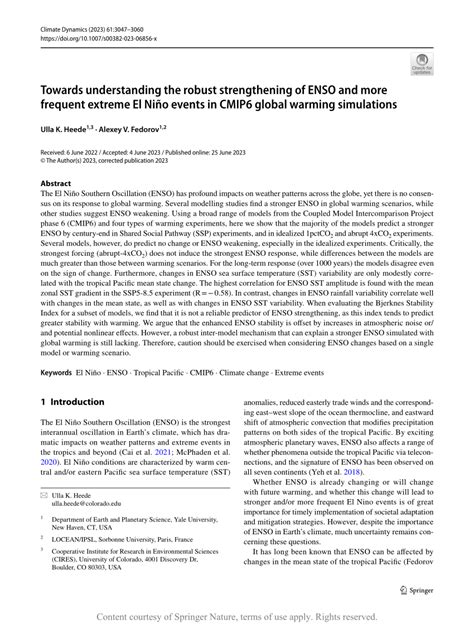 Pdf Towards Understanding The Robust Strengthening Of Enso And More Frequent Extreme El Niño