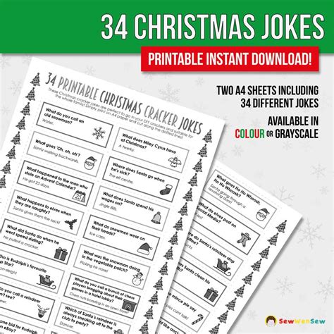Printable Christmas Cracker Jokes Diy Cracker Jokes A4 Format