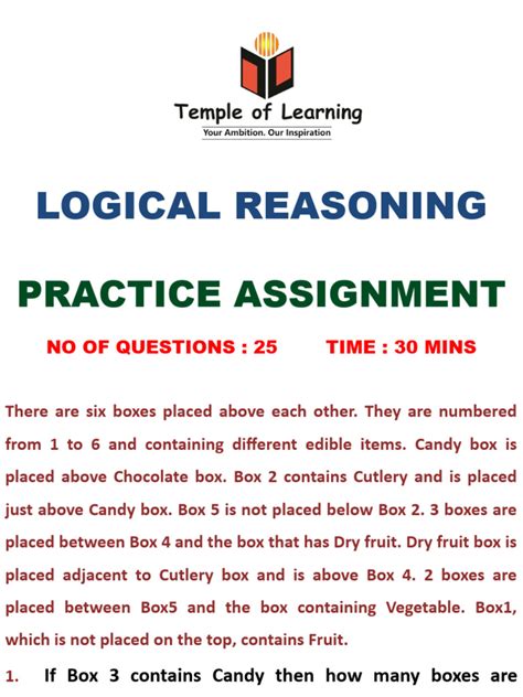 Logical Reasoning Practice Assignment For Cuet Pdf Fruit