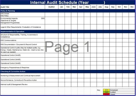 8 Free Audit Schedule Templates Printable Samples