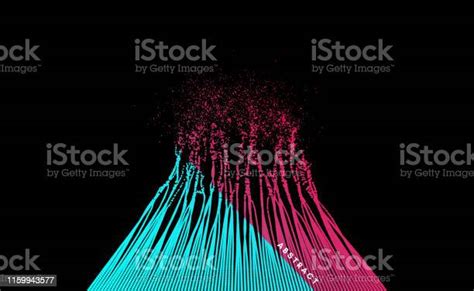 추상 미술 동적 방사된 파티클이 있는 배열입니다 물 튀김 모방 현대 과학 및 기술 배경 벡터 그림입니다 0명에 대한 스톡 벡터