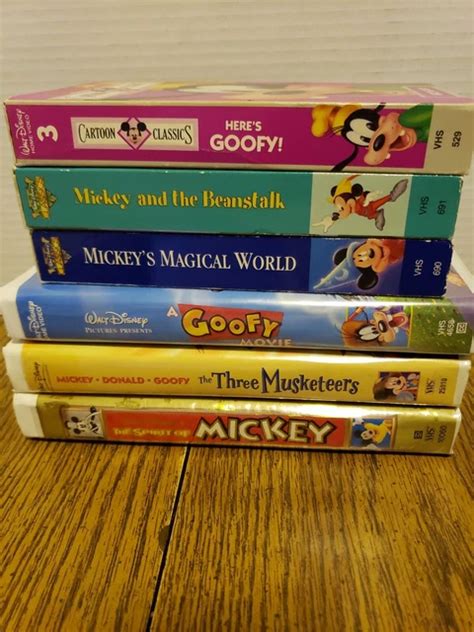 Walt Disney Vhs Lot Of 6 Mini Classics Love Tales Mickey Mouse