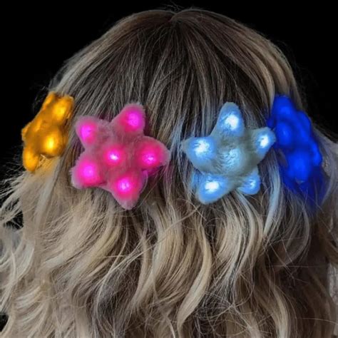 Light Up Star Fuzzy Hair Clips Kawaii Hairstyle Accessories