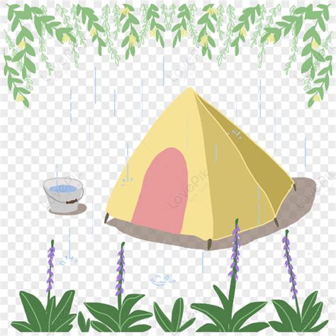 한국 봄 일러스트 비 개념 캠핑 그림입니다꽃들텐트 Png 일러스트 무료 다운로드 Lovepik