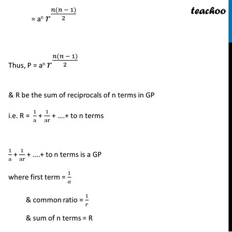 Misc 7 Let S Be Sum P Product R Sum Of Reciprocals In GP