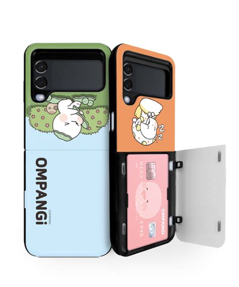 갤럭시z플립4 옴팡이 와글 마그네틱 도어범퍼 휴대폰 케이스 인기 유니크 감성 생일선물 여친선물 제트플립4 지플립4 Z플립4 카드수납 카드포켓 미러 귀여운 캐릭터 폰케이스