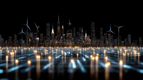The Vibrant Skyline Features Illuminated Buildings And Gps Markers Showcasing Advanced Location