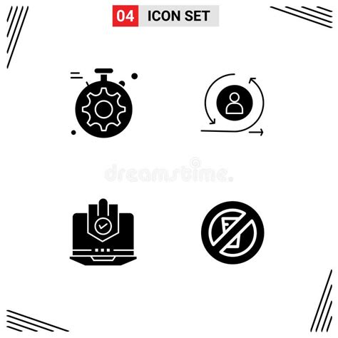 4 Thematic Vector Solid Glyphs And Editable Symbols Of Server Internet Returning Digital