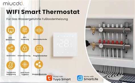 【2023 Neu】 Miucda Thermostat Fussbodenheizung Wasser Tuya Wifi Heizungsthermostat Smart Digital