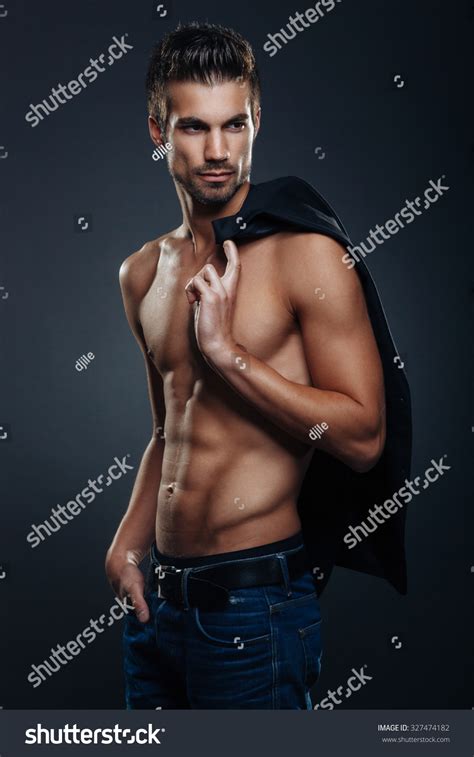 Handsome Man Shirtless Posing Studio Stock Photo Shutterstock