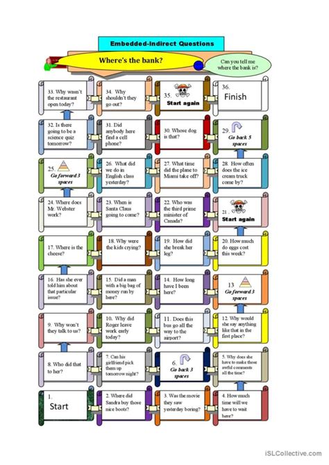 Embedded Indirect Questions Board… Deutsch Daf Arbeitsblätter Pdf And Doc