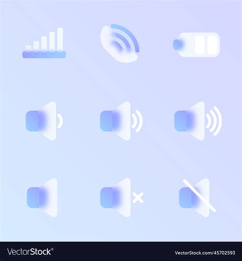 Mobile Ui Glass Morphism Trendy Style Icon Set Vector Image