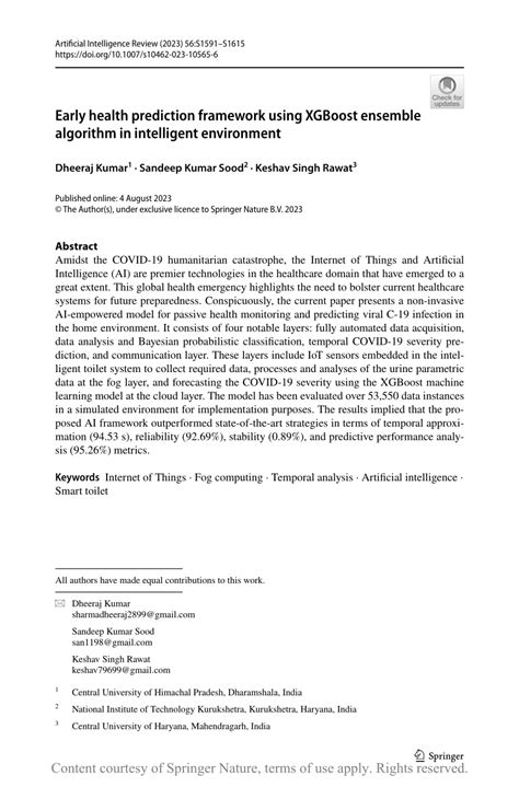 early health prediction framework using xgboost ensemble algorithm in