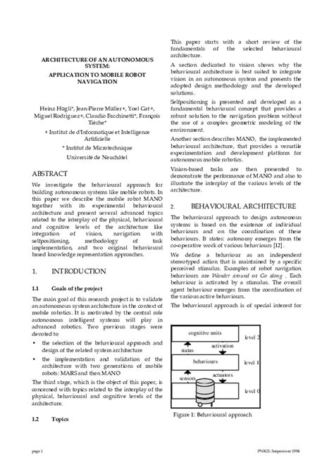 Pdf Architecture Of An Autonomous System Application To Mobile Robot