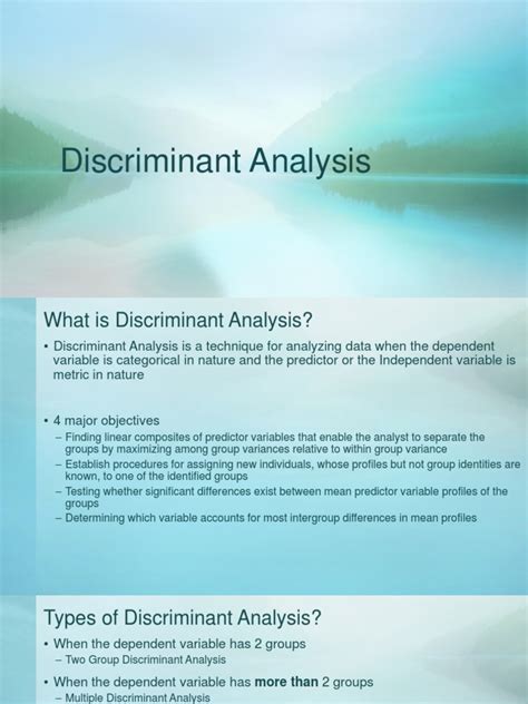 Discriminant Analysis Pdf Categorical Variable Analysis Of Variance