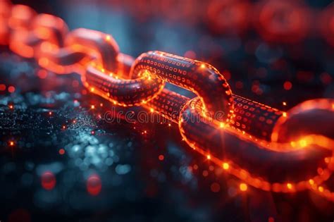 Digital Chain With Hot Red Data On A Dark Background Stock Image Image Of Firewall Innovation