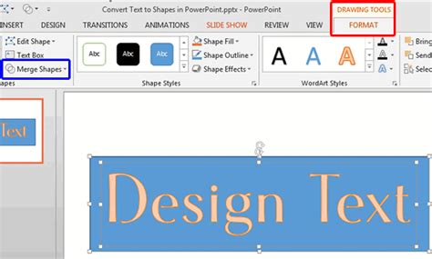 convert text to shapes by intersecting in powerpoint 2013 for windows