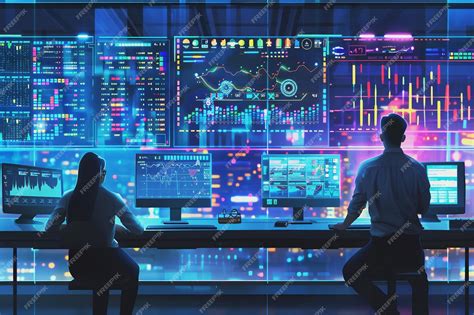 Hightech Control Room With Digital Interfaces Data Analysis And Global