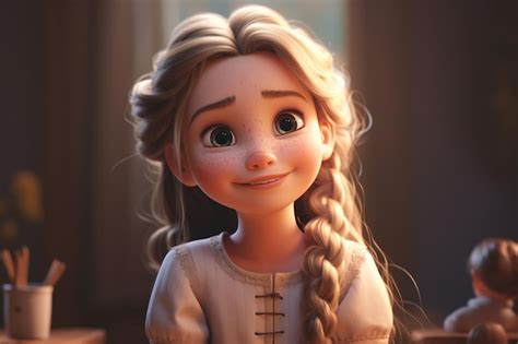 Premium Photo Cute Braid Girl Character