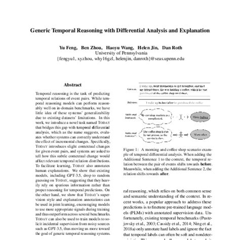 generic temporal reasoning with differential analysis and explanation