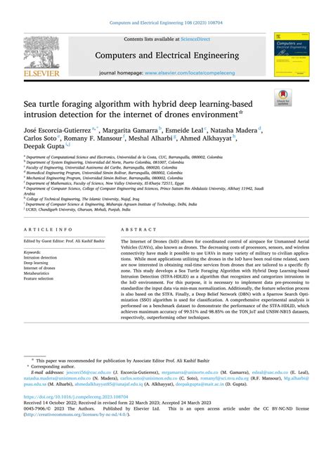 Pdf Sea Turtle Foraging Algorithm With Hybrid Deep Learning Based Intrusion Detection For The
