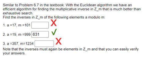 Solved With The Euclidean Algorithm We Have An Efficient Chegg Com